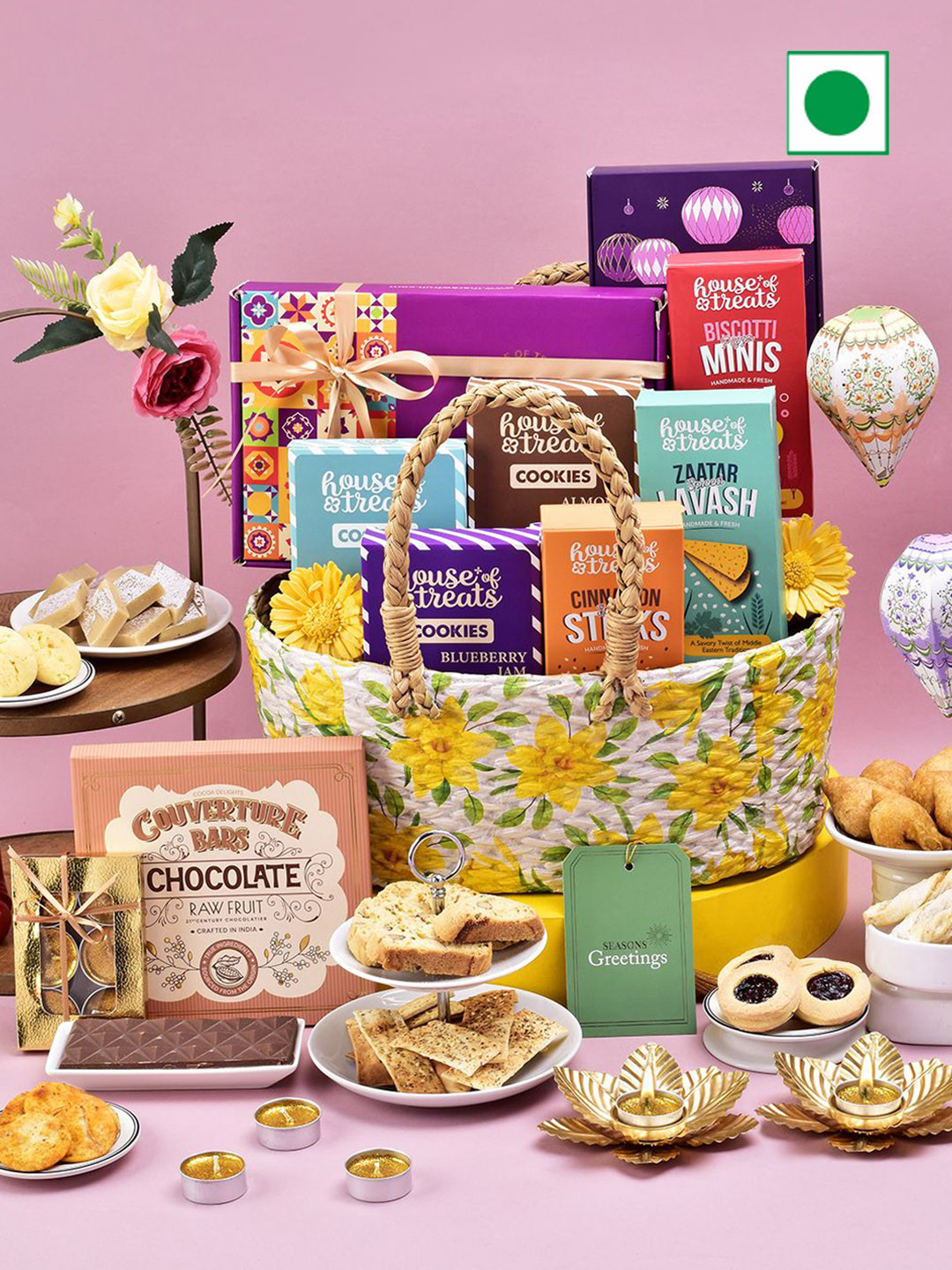 Buy Hyperfoods 14 Pcs Chocolates Cookies & Nuts With Tea Light Candle ...