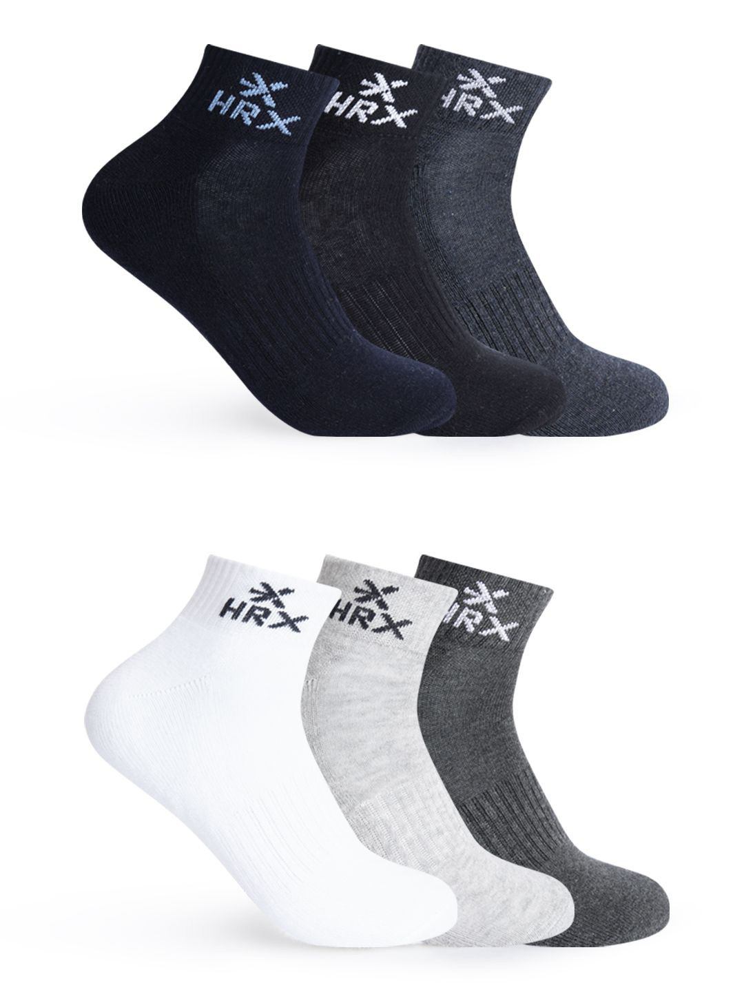 Buy HRX By Hrithik Roshan Men Pack Of 6 Ankle Length Cotton Socks ...