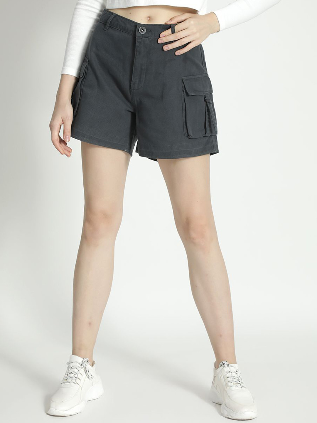 Buy The Roadster Lifestyle Co Pure Cotton High Rise Cargo Shorts ...