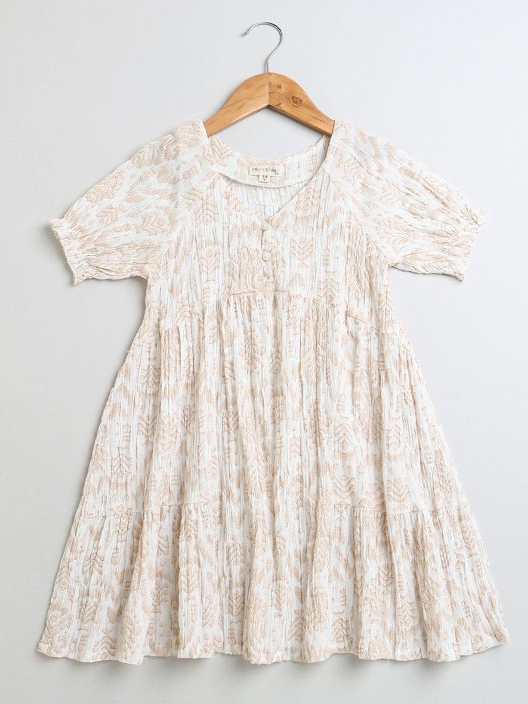 Buy Sweetlime By AS Girls Printed Puff Sleeves Cotton Fit & Flare Dress ...