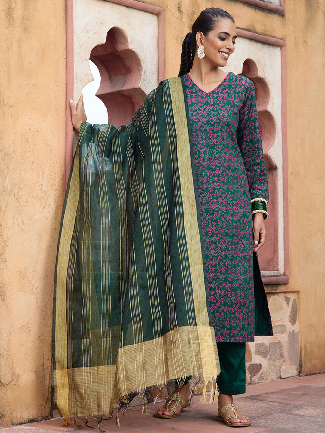 Buy HOC Crafts Hand Embroidered Printed Kurta Set Kurta Set - Kurta ...