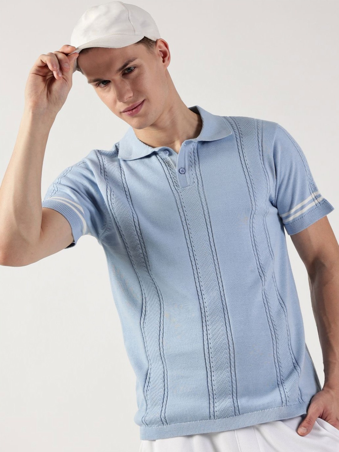 Buy Thomas Scott Men Self Design Polo Collar Cotton T Shirt - Tshirts ...