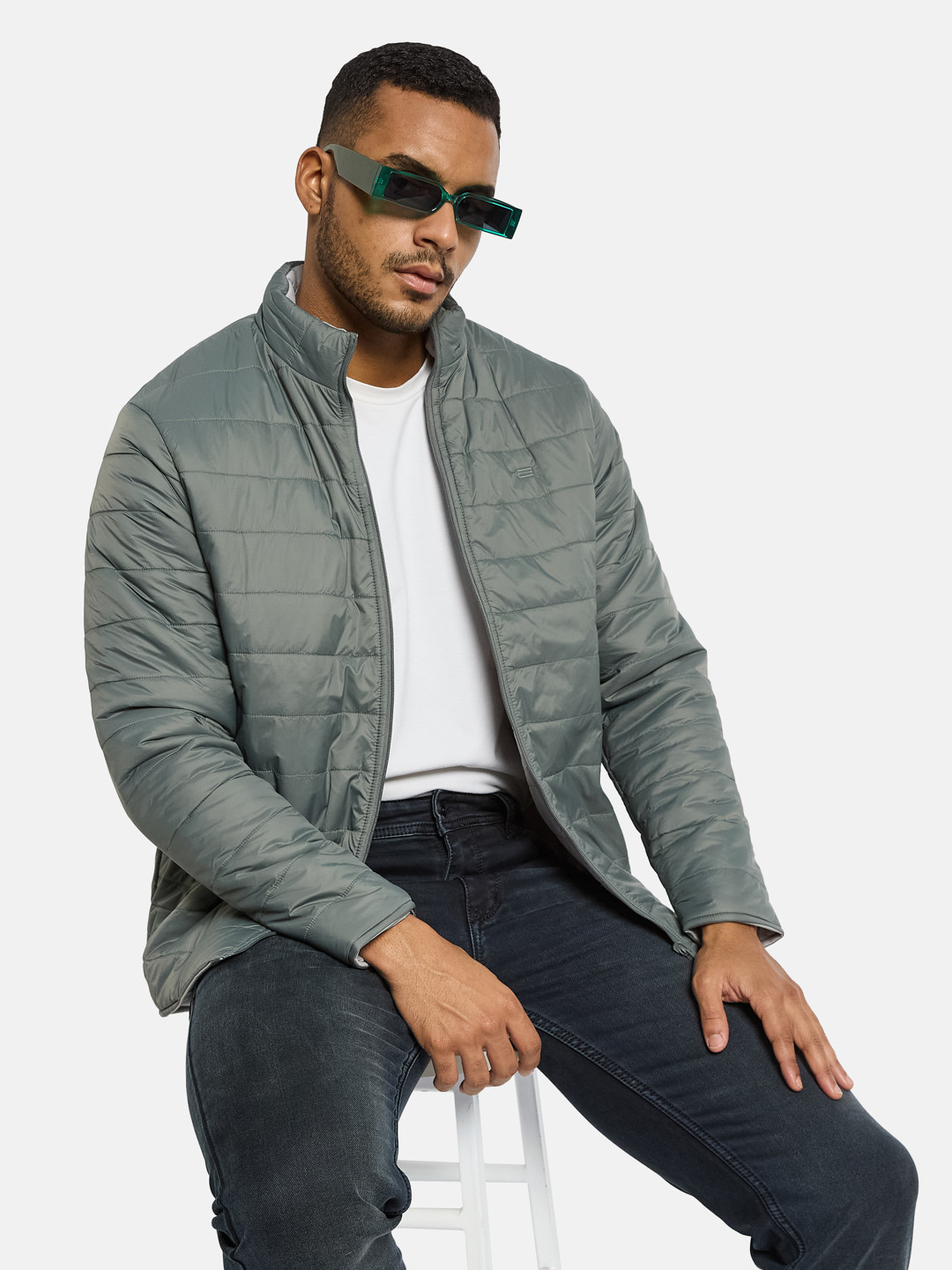 Buy METTLE Men Mock Collar Solid Casual Padded Jacket - Jackets for Men 31312258 | Myntra