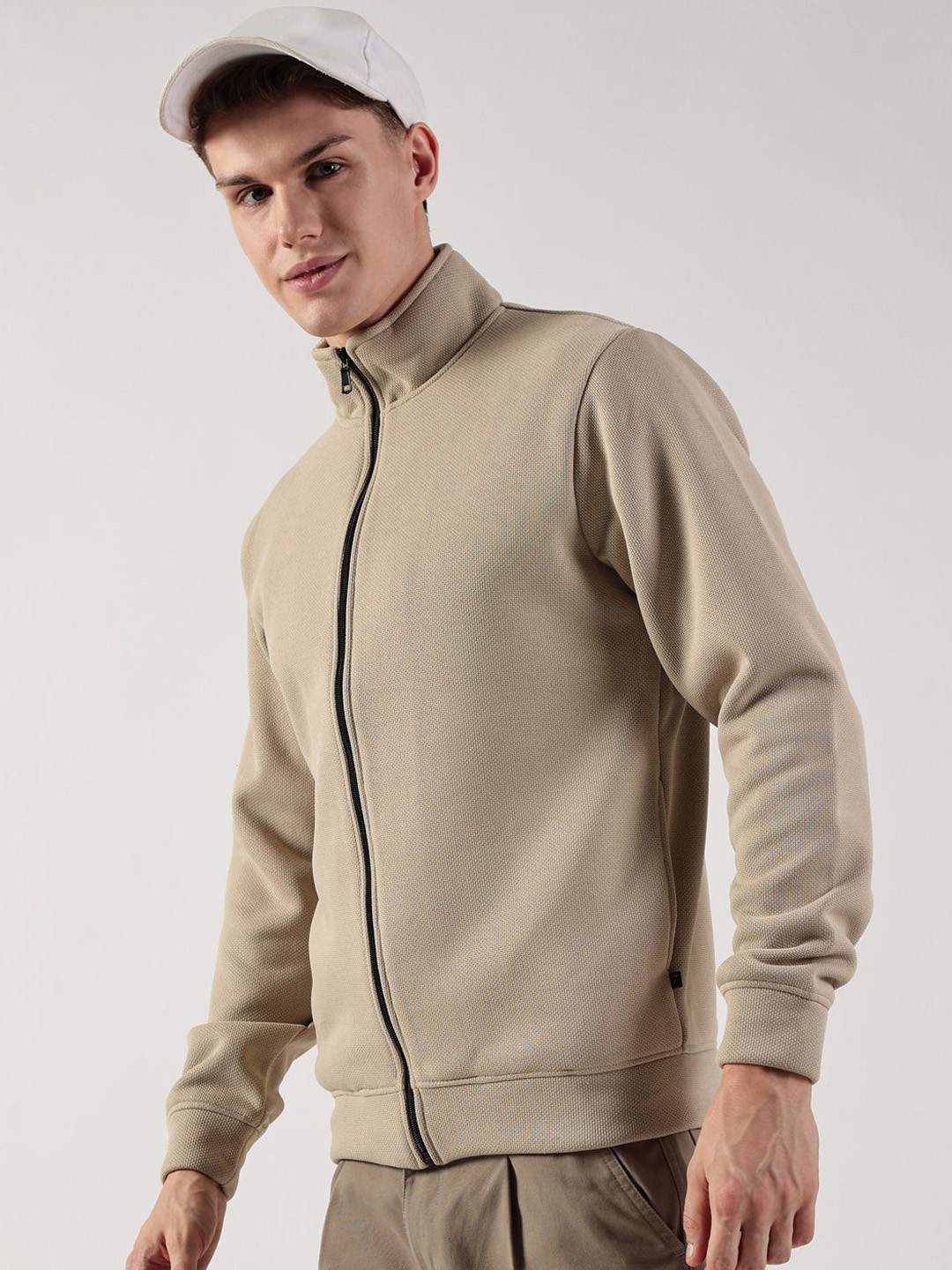 Buy Thomas Scott Men Mock Collar Self Design Casual Bomber Jacket ...