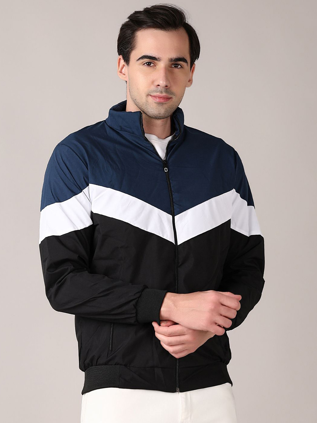 Buy V Mart Men Hooded Colourblocked Cotton Casual Bomber Jacket ...