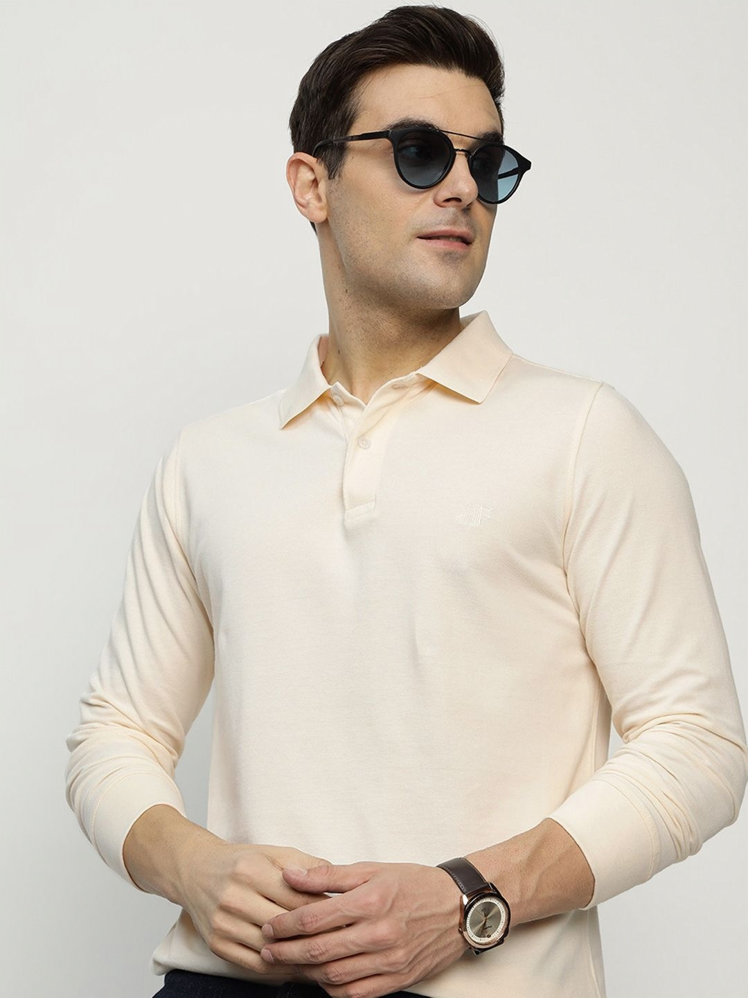 Buy Hancock Men Solid Polo Collar Pure Cotton Slim Fit T Shirt ...