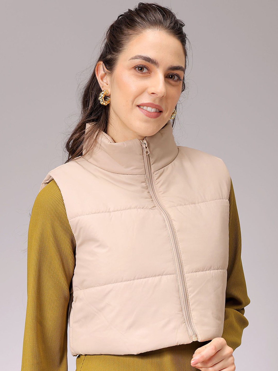 Buy Freehand By The Indian Garage Co Women Mock Collar Solid Casual ...