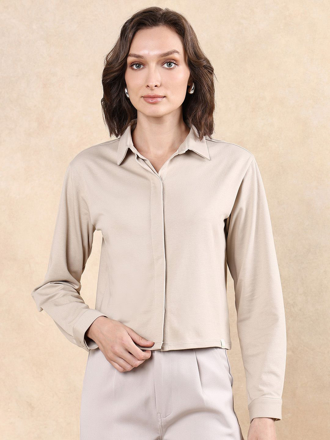Buy RAREISM Women Comfort Spread Collar Solid Cotton Casual Shirt - Shirts for Women 31321777 ...