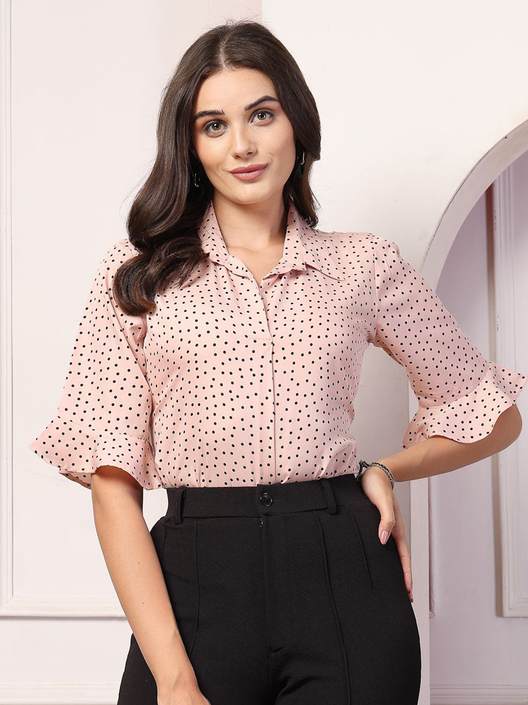 Buy Style Quotient Women Polka Dot Printed Shirt Style Top - Tops for ...