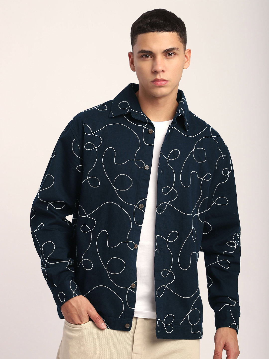 Buy Beyoung Abstract Embroidered Shacket - Shackets for Men 31333224 ...