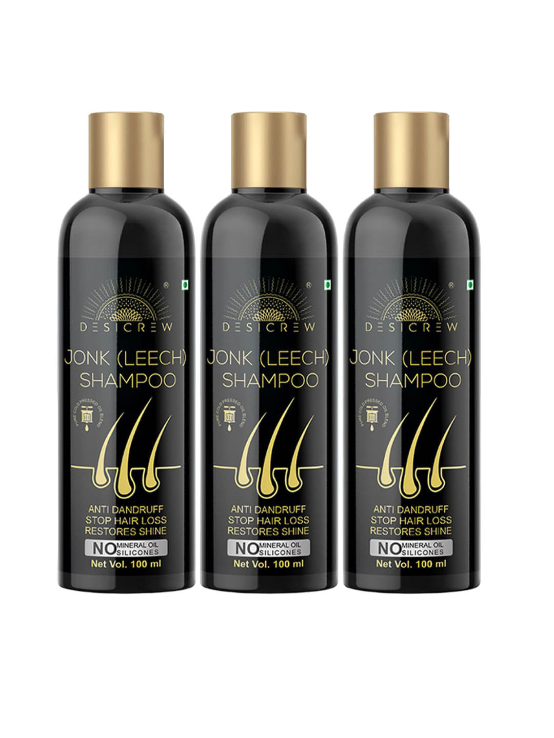 Buy Desi Crew Set Of 3 Jonk (Leech) Anti Dandruff Shampoo 100 Ml Each ...