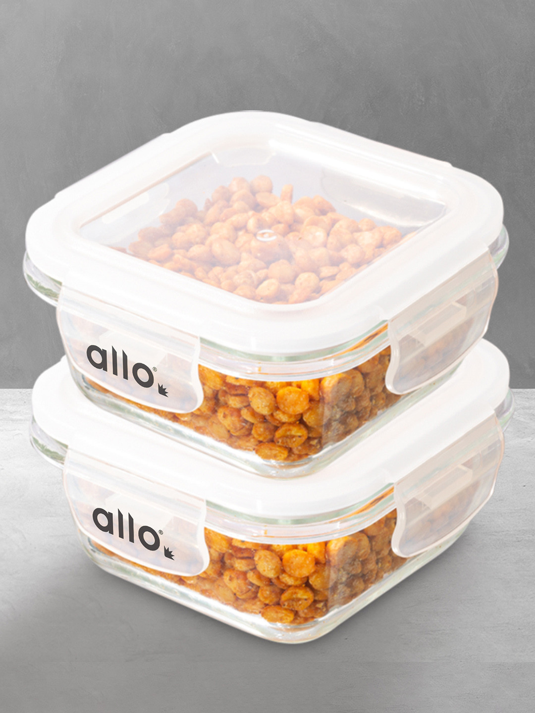 Buy Allo 2 Pieces Square FoodSafe Microwave Safe Glass Containers For ...