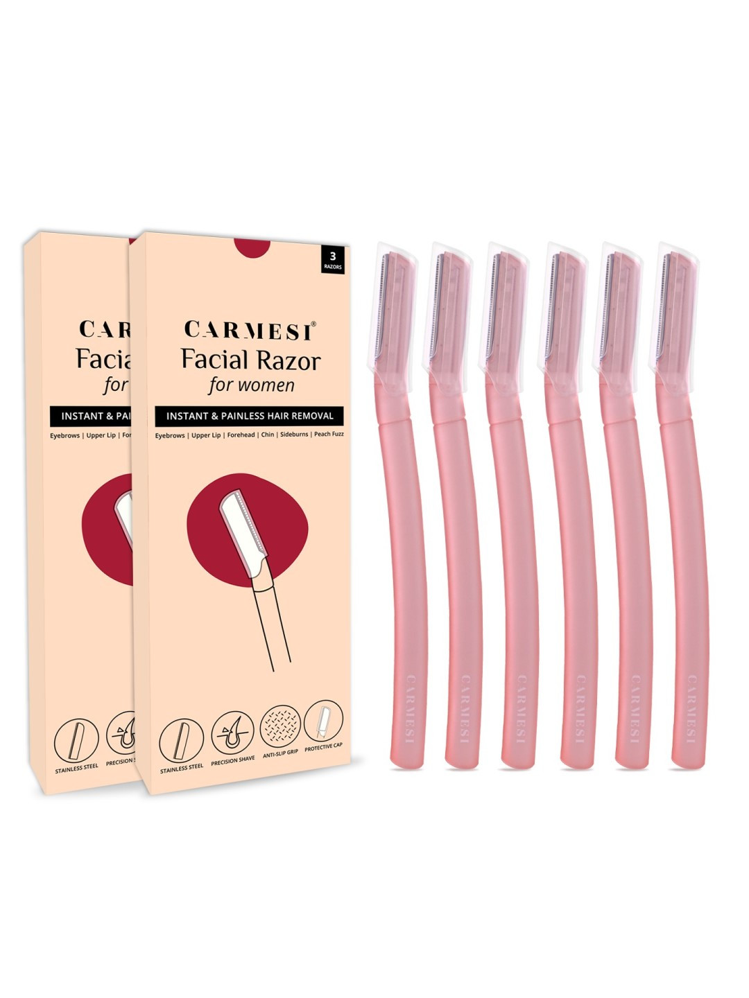 Buy CARMESI Set Of 6 Women Face Razor For Instant & Painless Hair ...