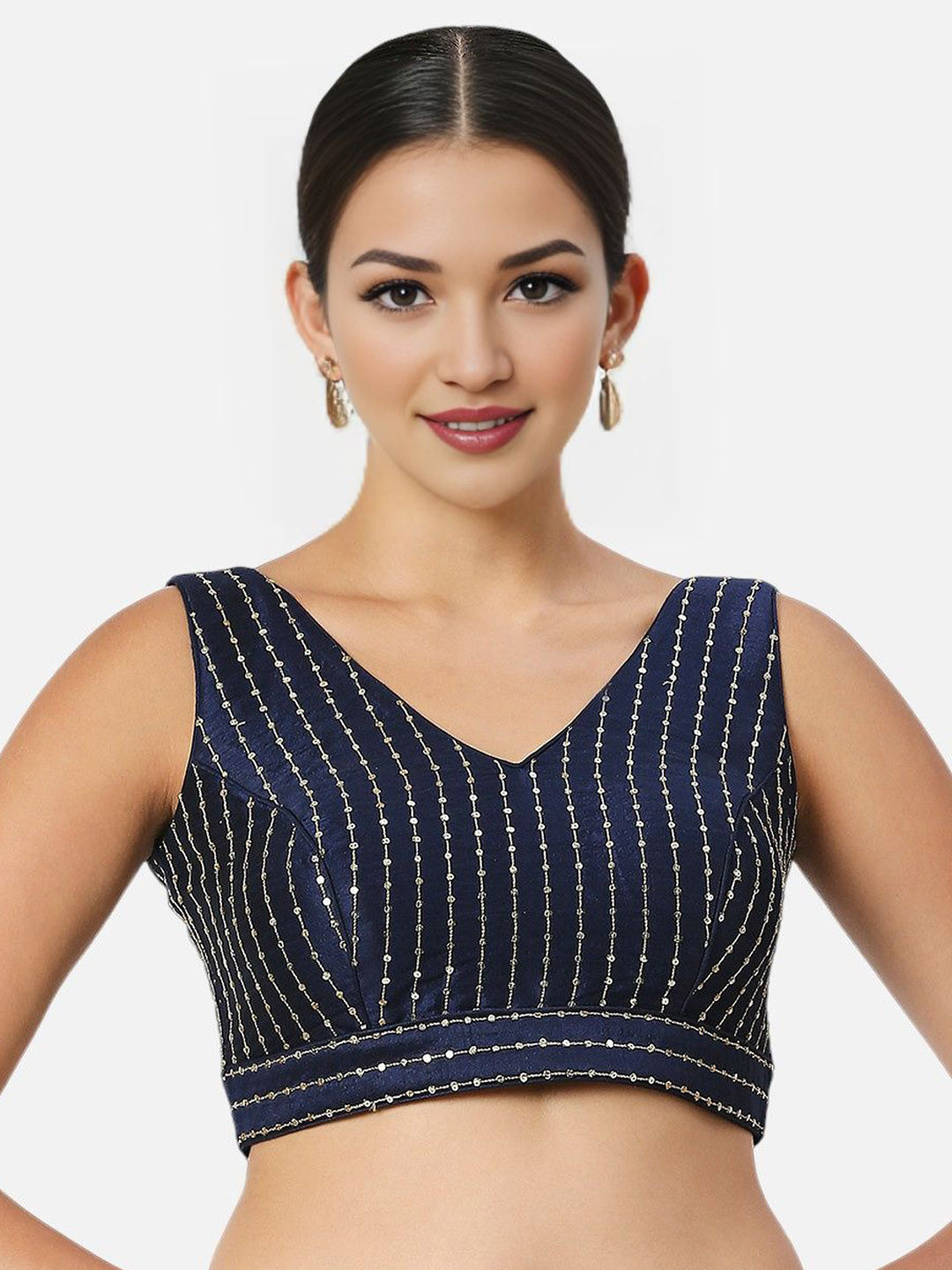 Buy Biyu Women Embroidered V Neck Saree Blouse - Saree Blouse for Women ...