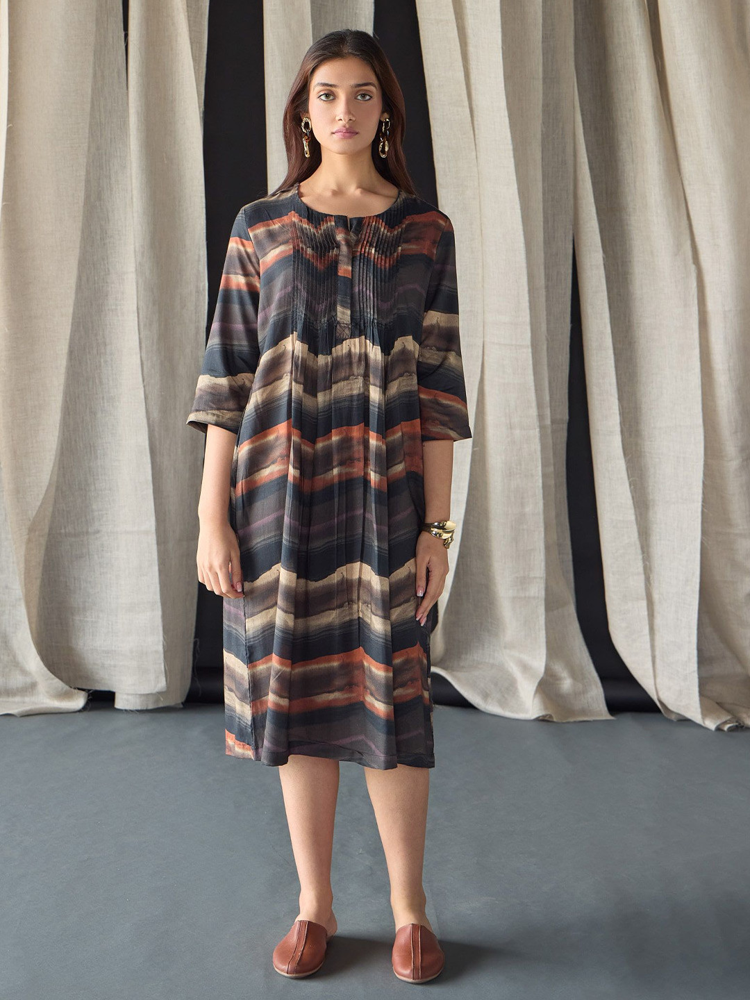 Buy Bombay Bloom Women Striped Printed Maxi Dress - Dresses for Women ...