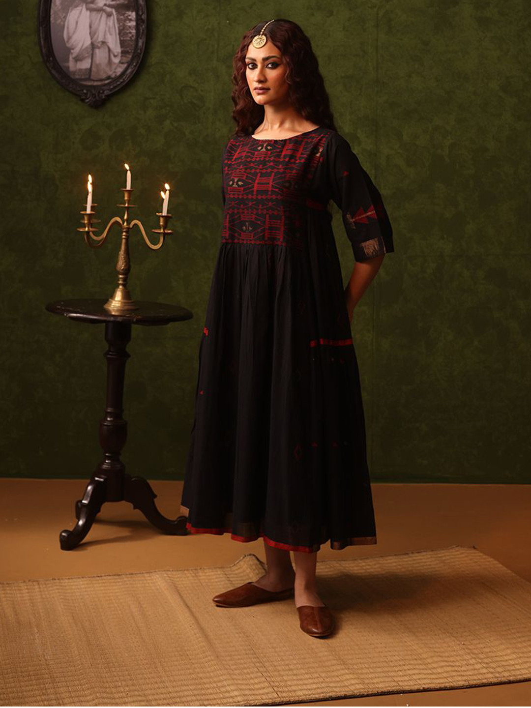 Buy Bhomra Self Design Fit & Flare Ethnic Dresses - Ethnic Dresses for ...