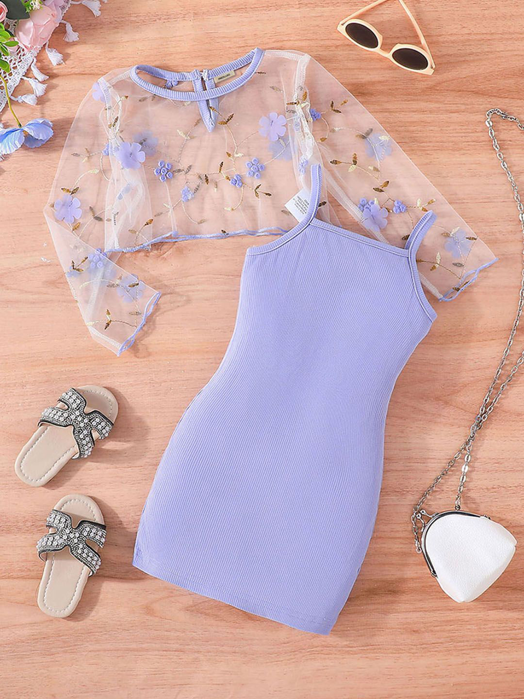 Buy INCLUD Girls Bodycon Dress With Embroidered Shrug - Dresses for ...
