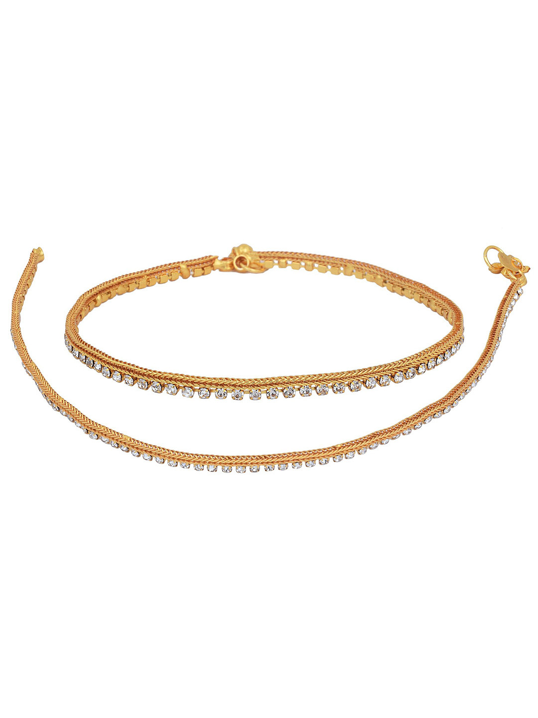 Buy MEMOIR Gold Plated Cubic Zirconia Stone Studded Payal Pajeb Anklets ...
