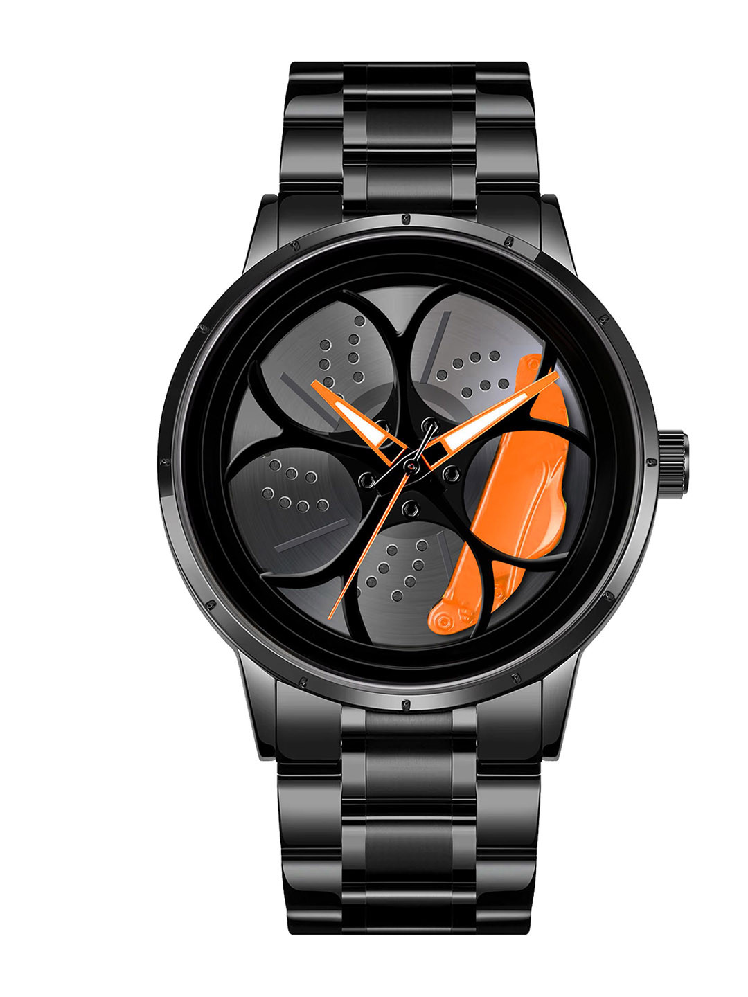 Buy IIK COLLECTION Men Round Car Wheel Dial With Spinning Car Rim Hub ...