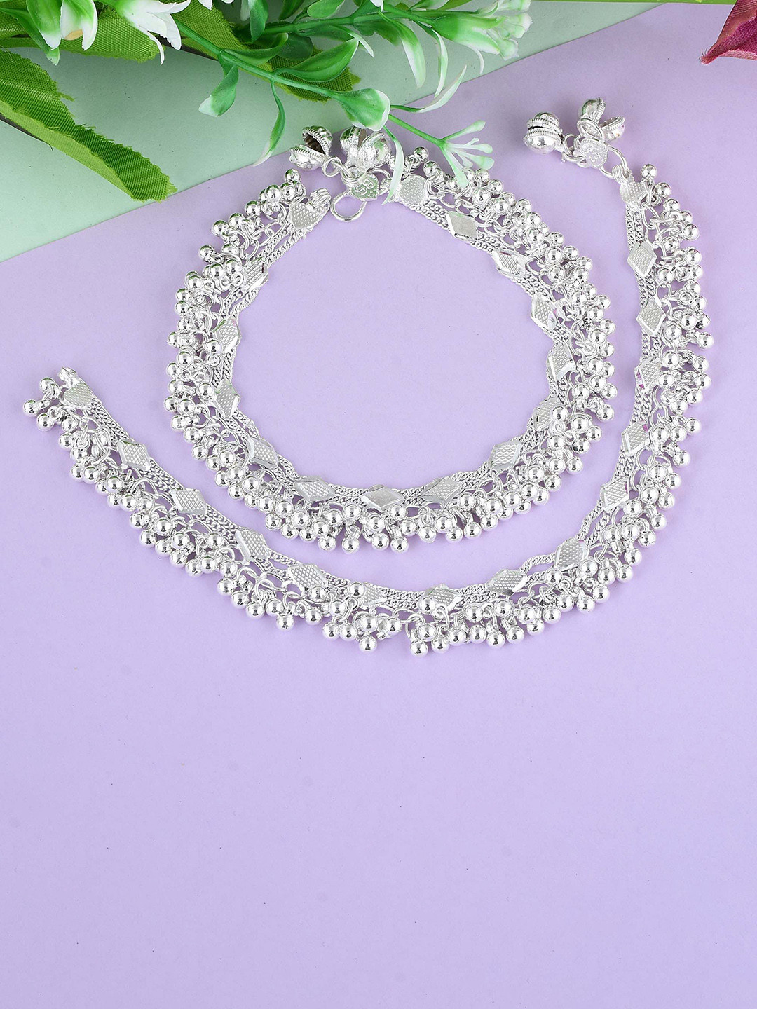 Buy MEMOIR Silver Plated Handwork Chilai Payal Pajeb Anklet - Anklet ...