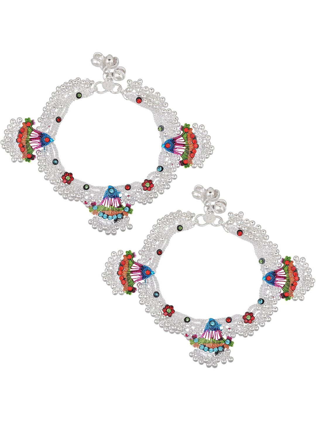 Buy MEMOIR Silver Plated Stone Studded Payal Pajeb Anklets - Anklet for ...