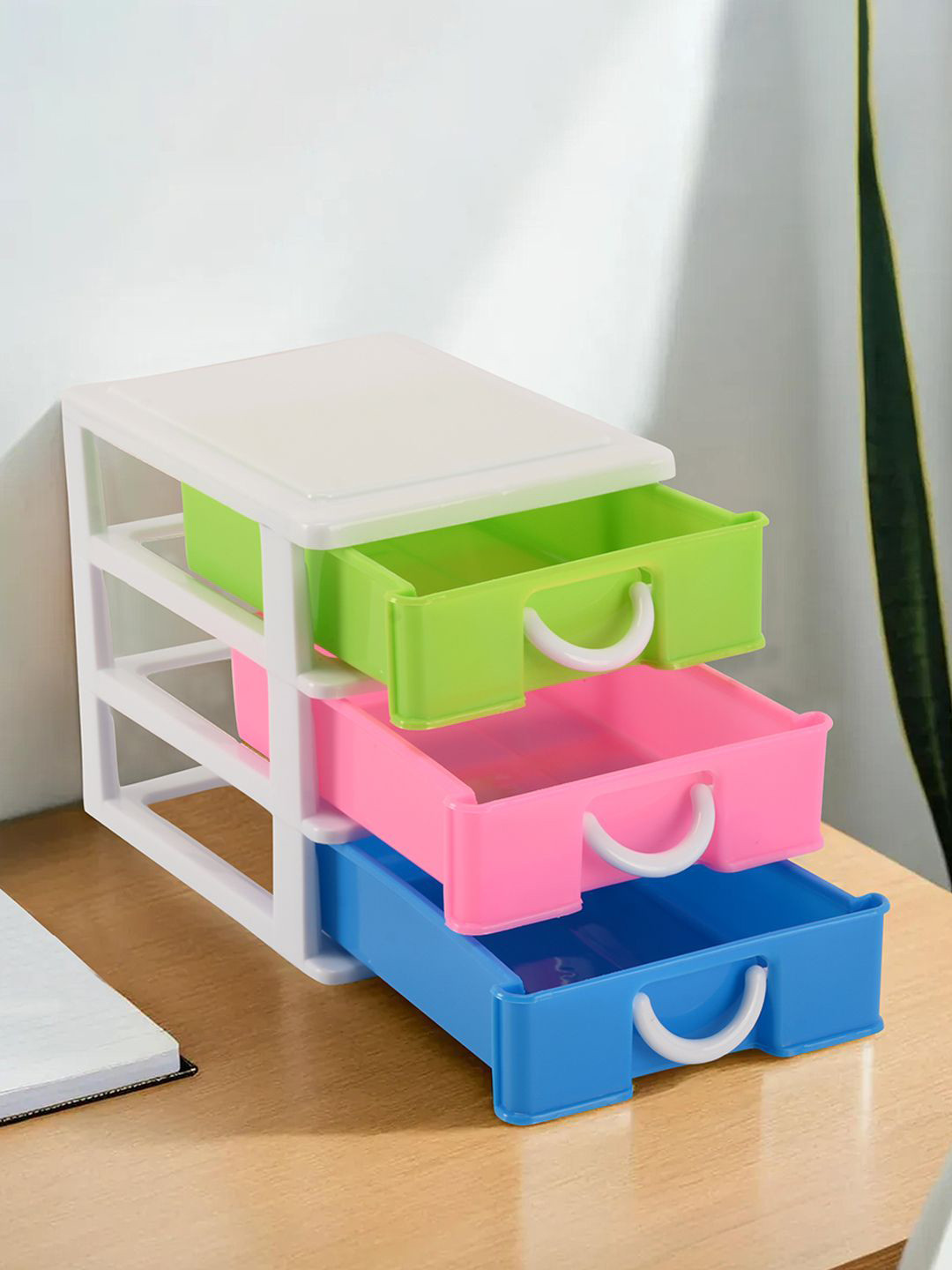 Buy Kuber Industries White & Green Reusable 3 Tier Study Table ...