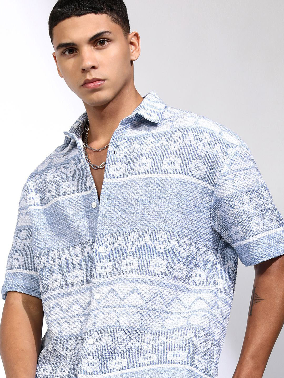 Buy Highlander Men Popcorn Textured Printed Relaxed Shirt - Shirts for ...