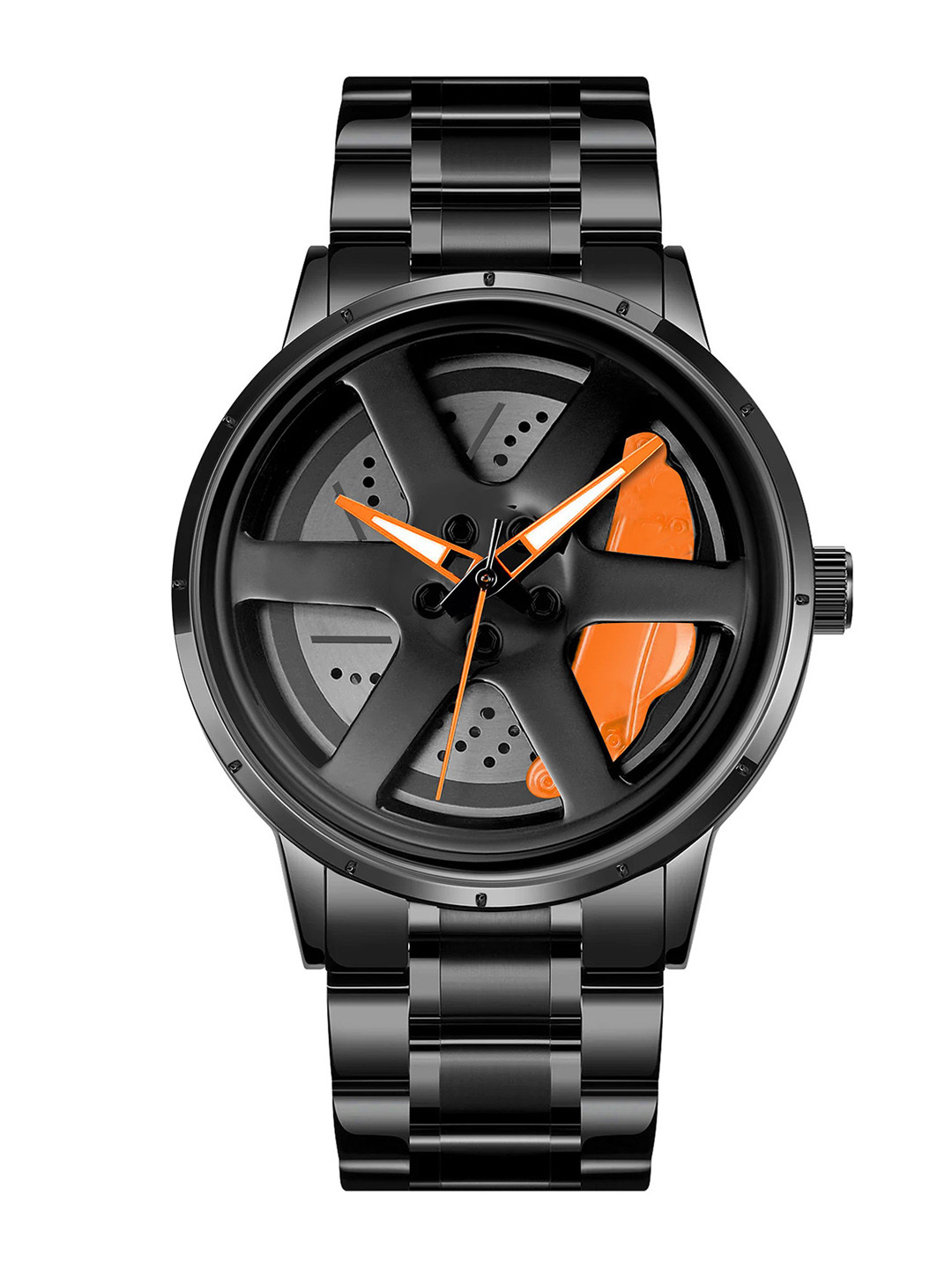 Buy IIK COLLECTION Men Round Car Wheel Dial With Spinning Car Rim Hub ...