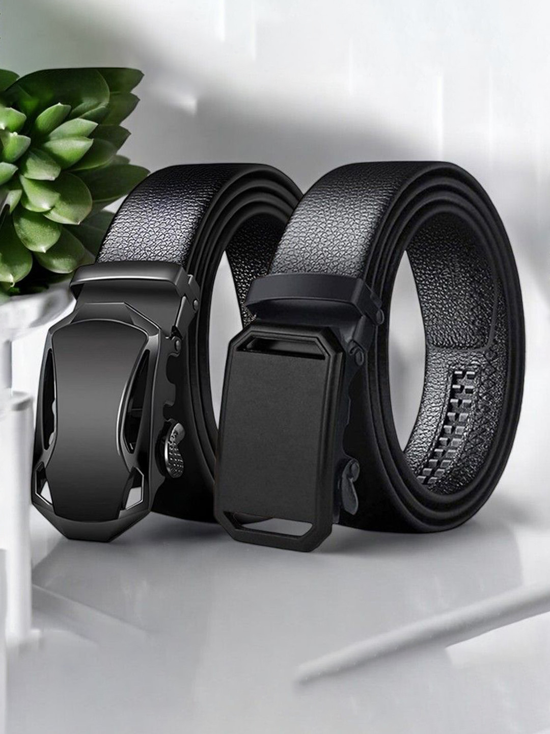 Buy The Roadster Lifestyle Co Men Set Of 2 Textured Formal Belt - Belts ...