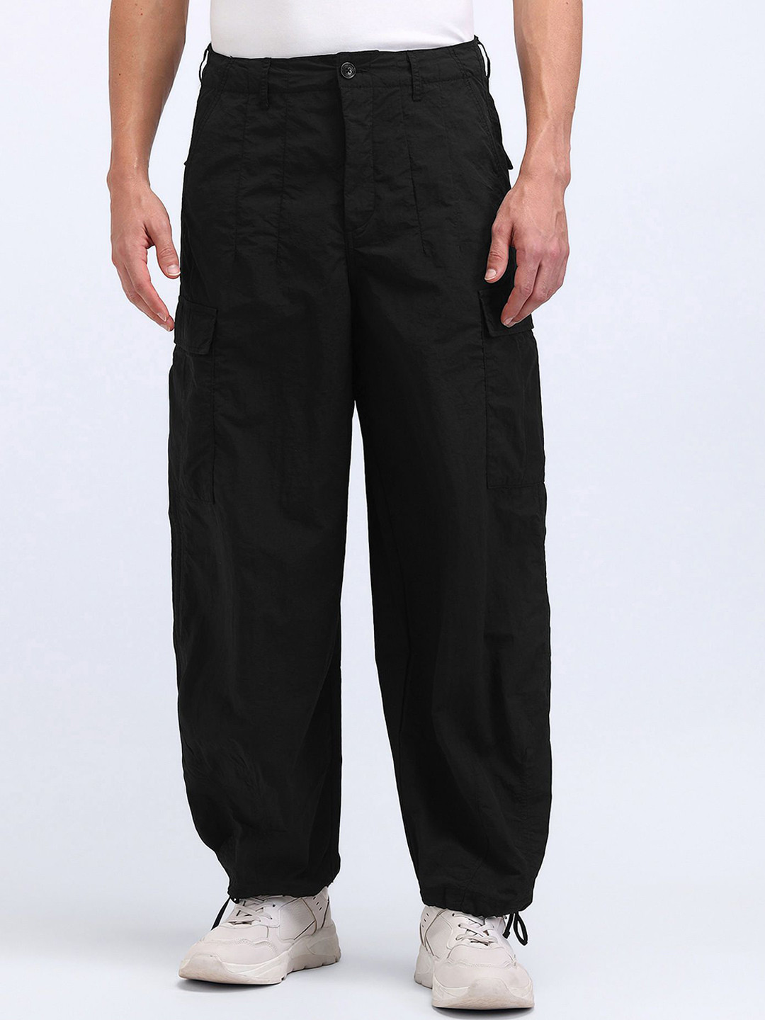 Buy Flying Machine Men Loose Fit Cotton Parachute Trousers - Trousers ...