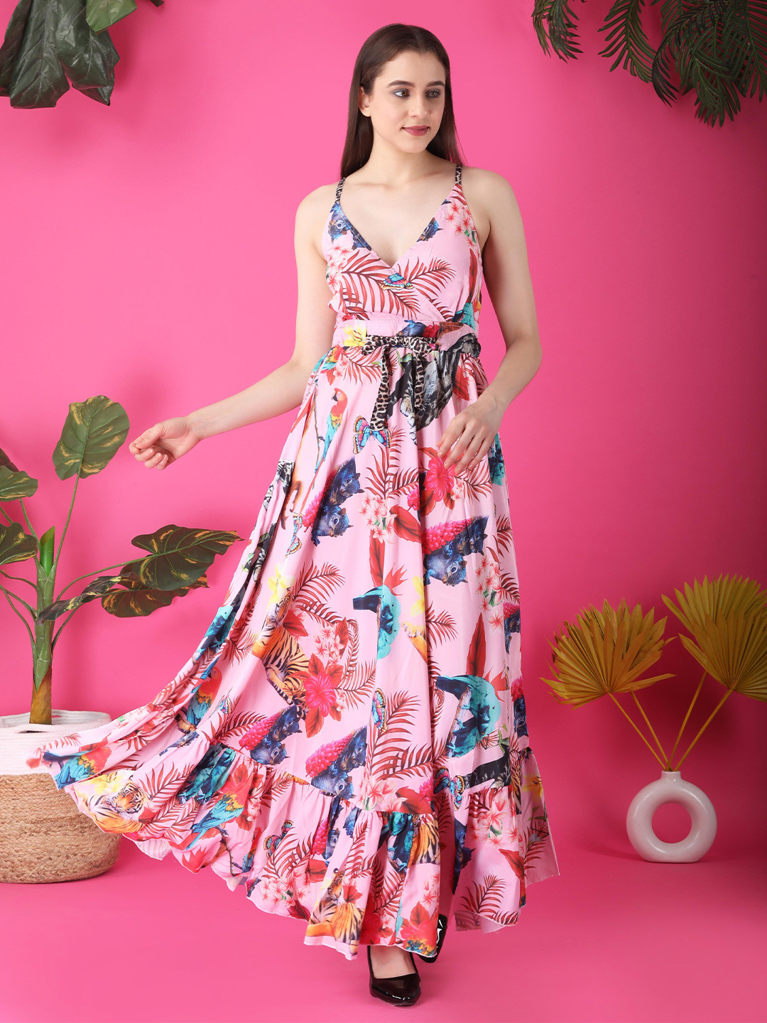 Buy KWEEN Women Floral Printed Fit & Flare Maxi Dress - Dresses for ...