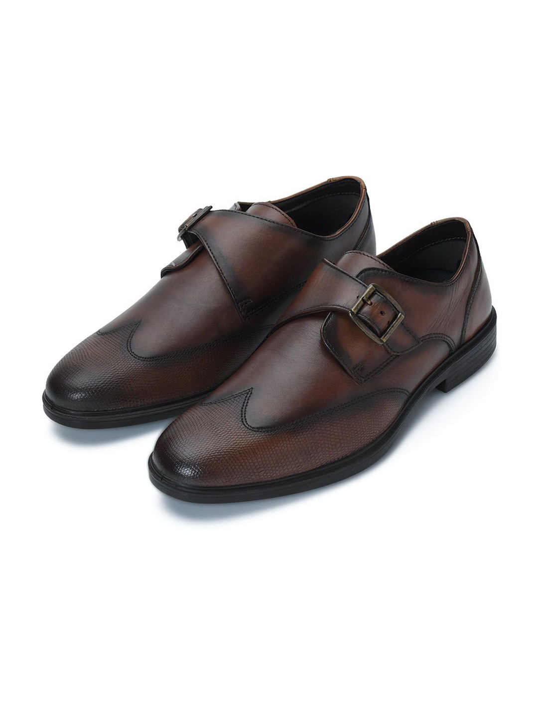 Buy ERGON Men Textured Formal Monk Shoes - Formal Shoes for Men ...