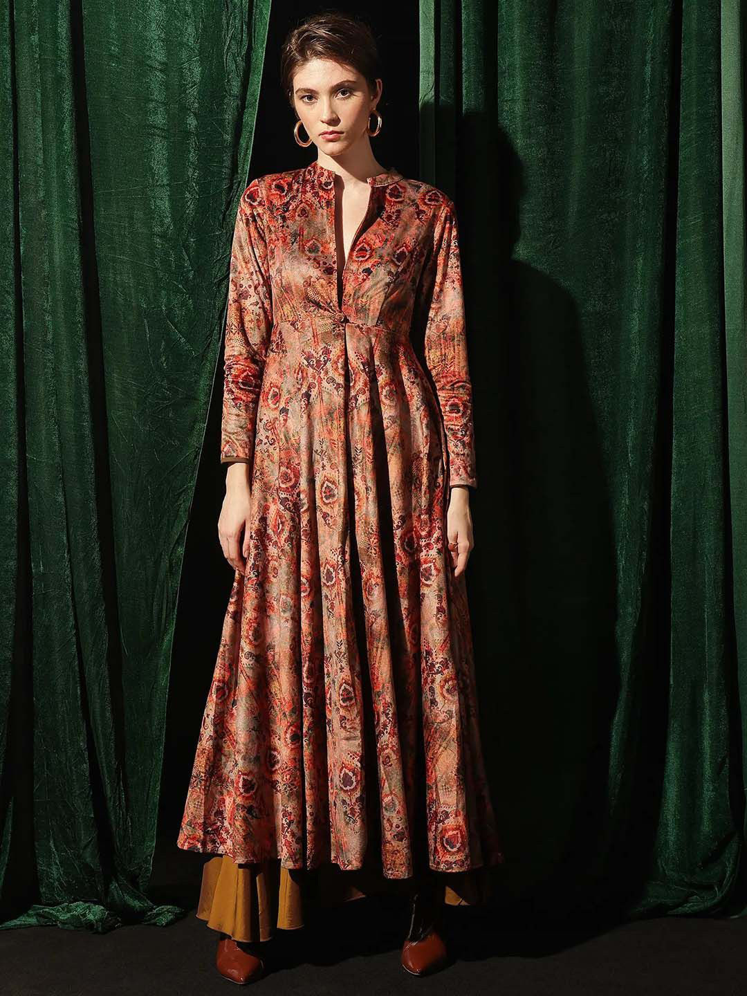 Buy RAREISM Women Abstract Printed A Line Maxi Dress - Dresses for ...