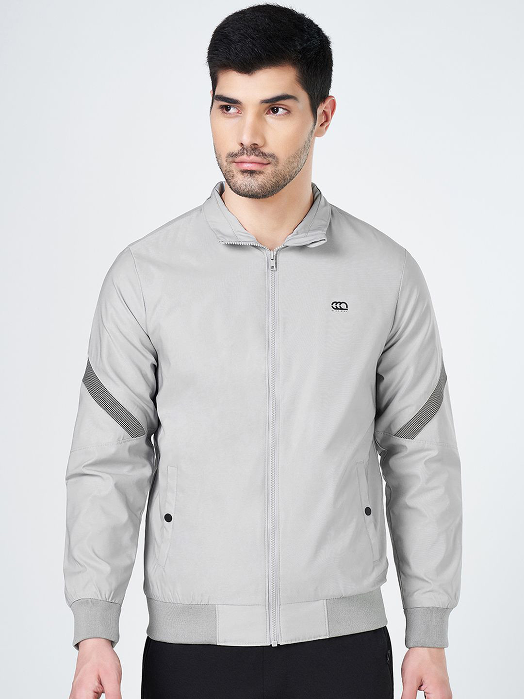 Buy Ajile By Pantaloons Men Mock Collar Striped Casual Bomber Jacket ...