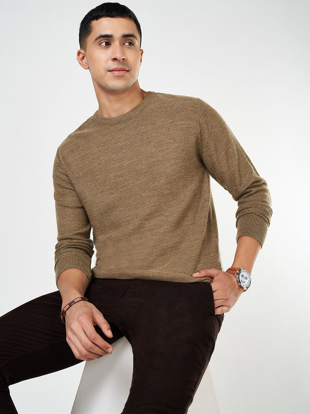 Buy BYFORD By Pantaloons Men Solid Long Sleeves Pullover - Sweaters for ...