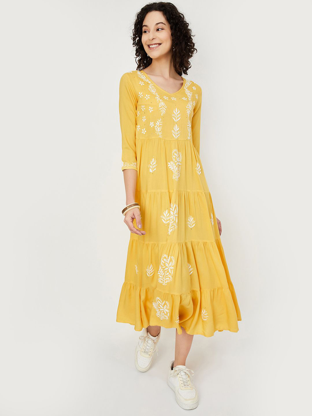 Buy Max Embroidered Fit And Flare Tiered Dresses - Dresses for Women ...