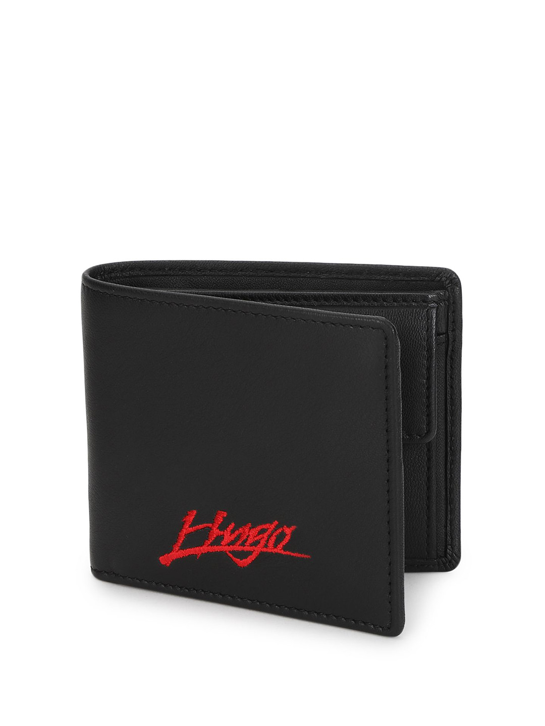 Buy HUGO Men Woven Design Leather Two Fold Wallet With SD Card Holder ...