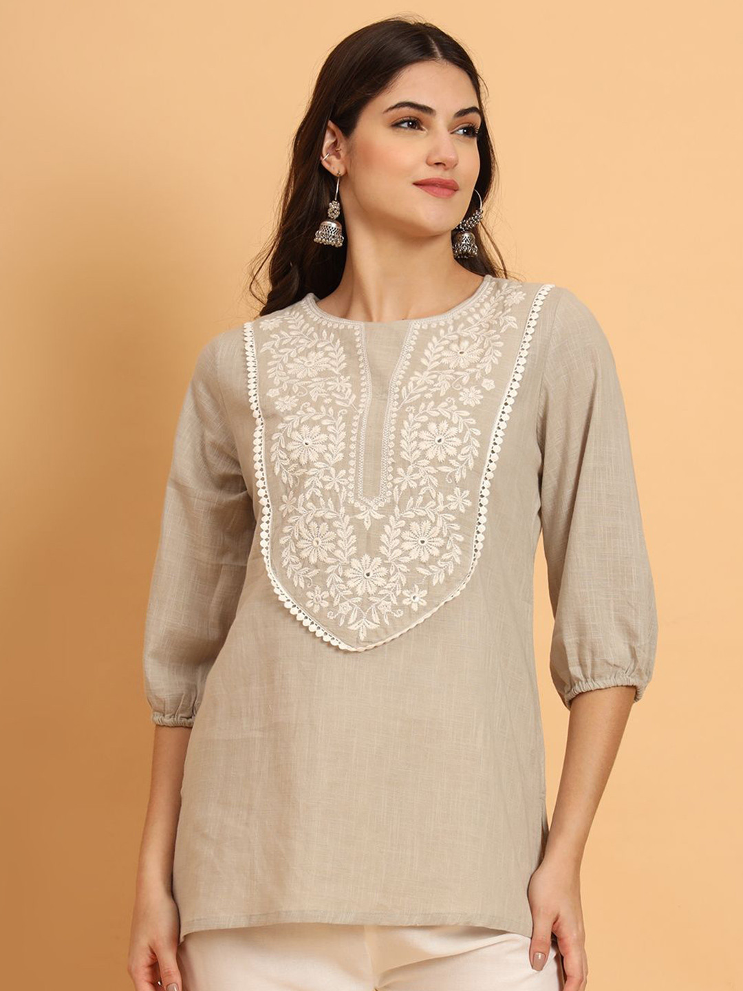 Buy KALINI Women Cotton Floral Embroidered Top - Tops for Women ...