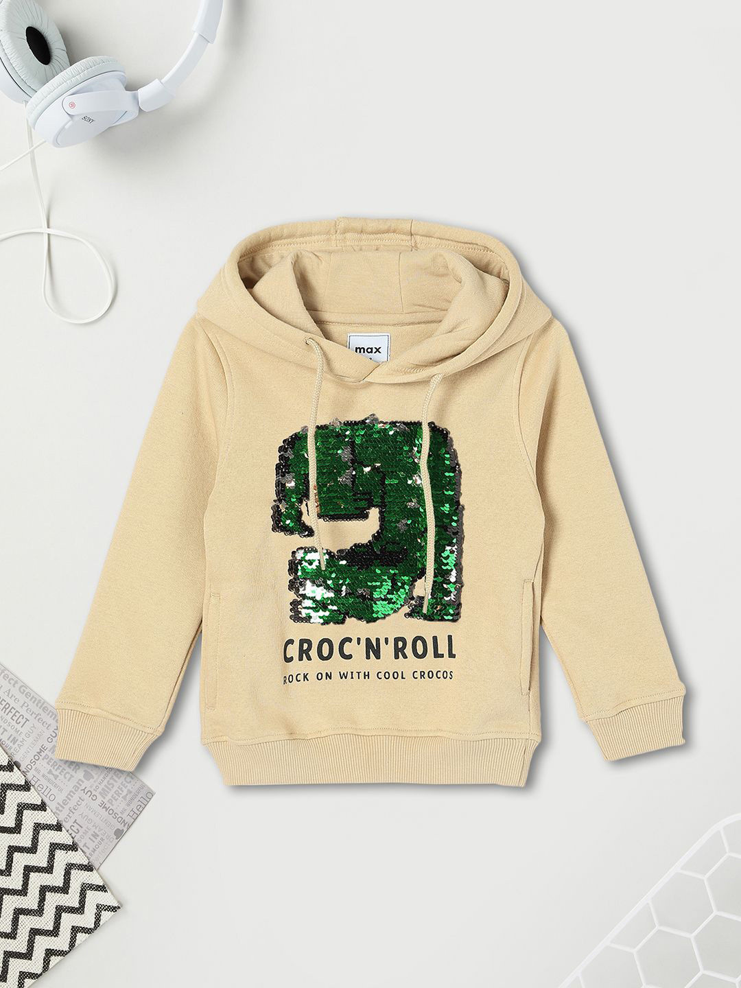 Buy Max Boys Embellished Sequined Hooded Sweatshirt - Sweatshirts for ...
