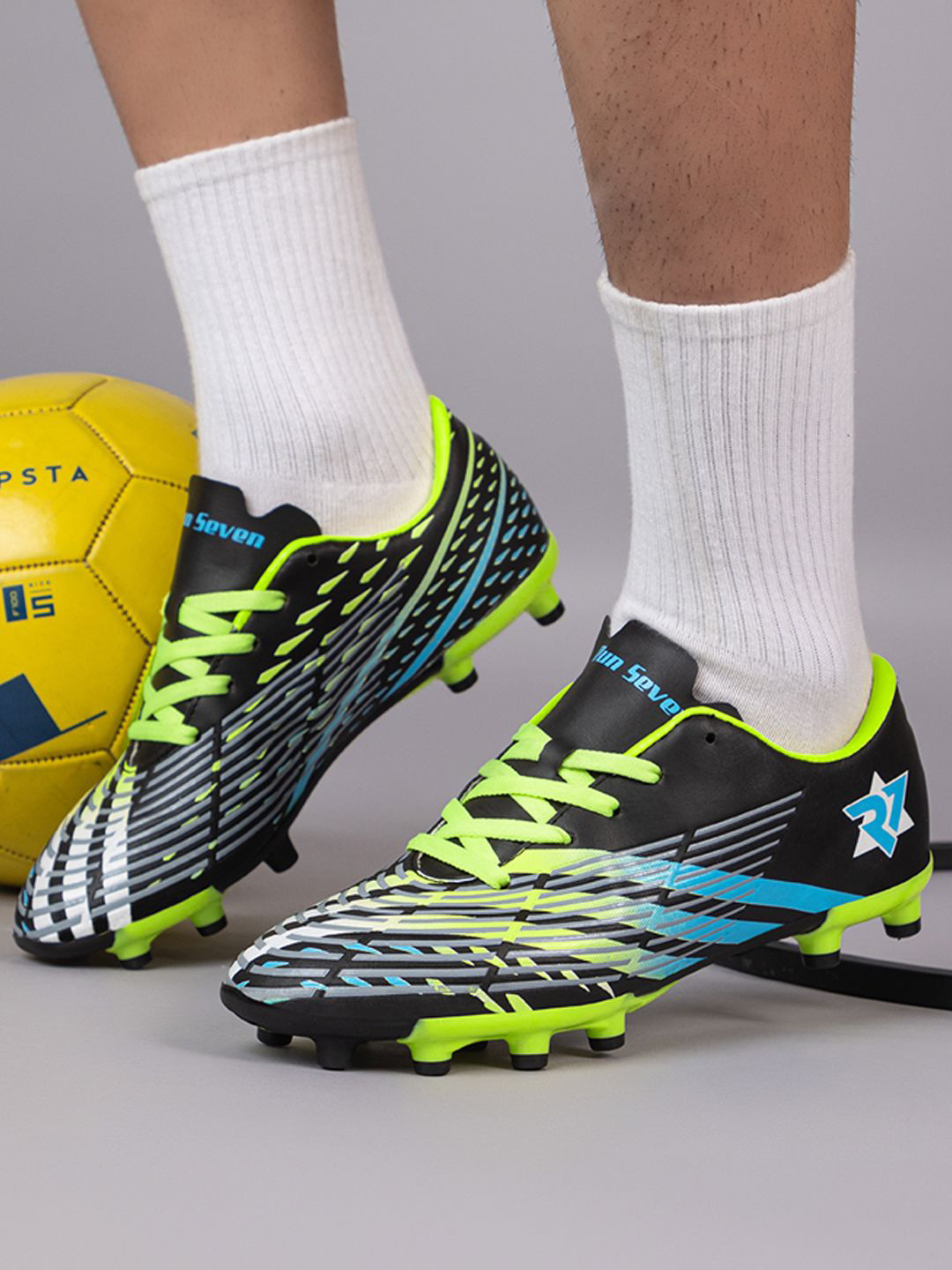 Buy RUN SEVEN Men Memory Foam Lace Ups Football Non Marking Shoes ...