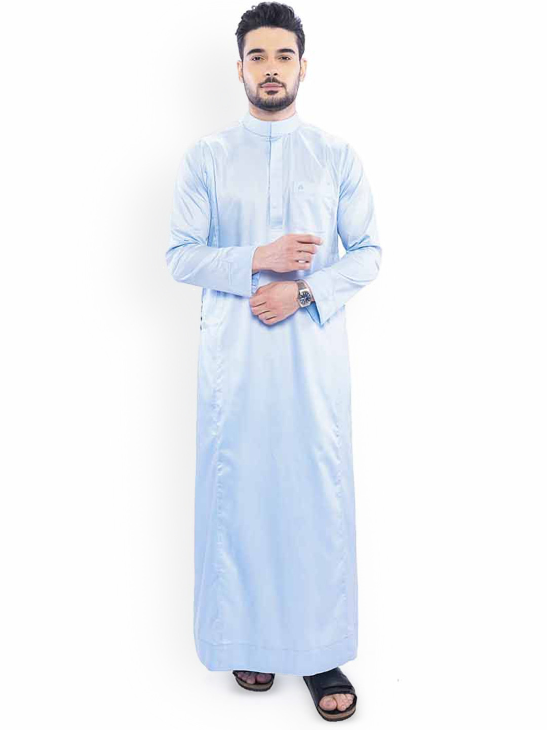 Buy MASHROO Band Collar Straight Thobe - Kurtas for Men 31373817 | Myntra