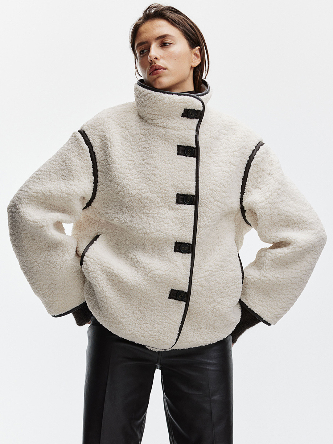 Buy H&M Loose Fit Teddy Jacket - Jackets for Women 31382462 | Myntra