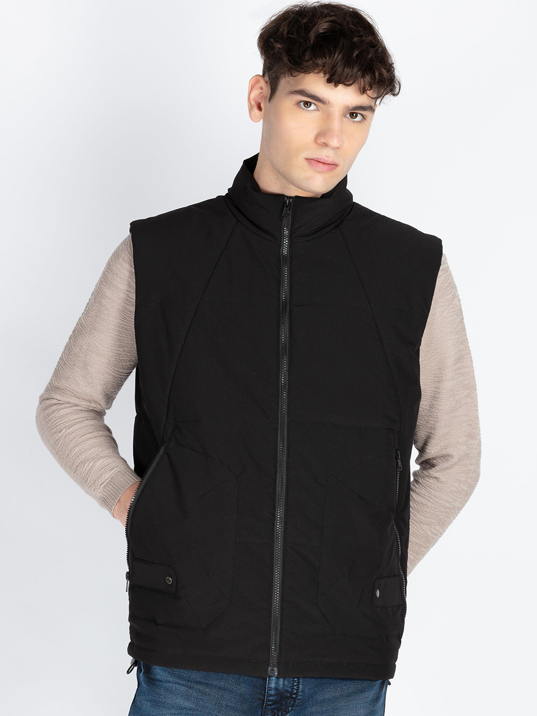 Buy Status Quo Men Mock Collar Solid Casual Padded Jacket - Jackets for ...