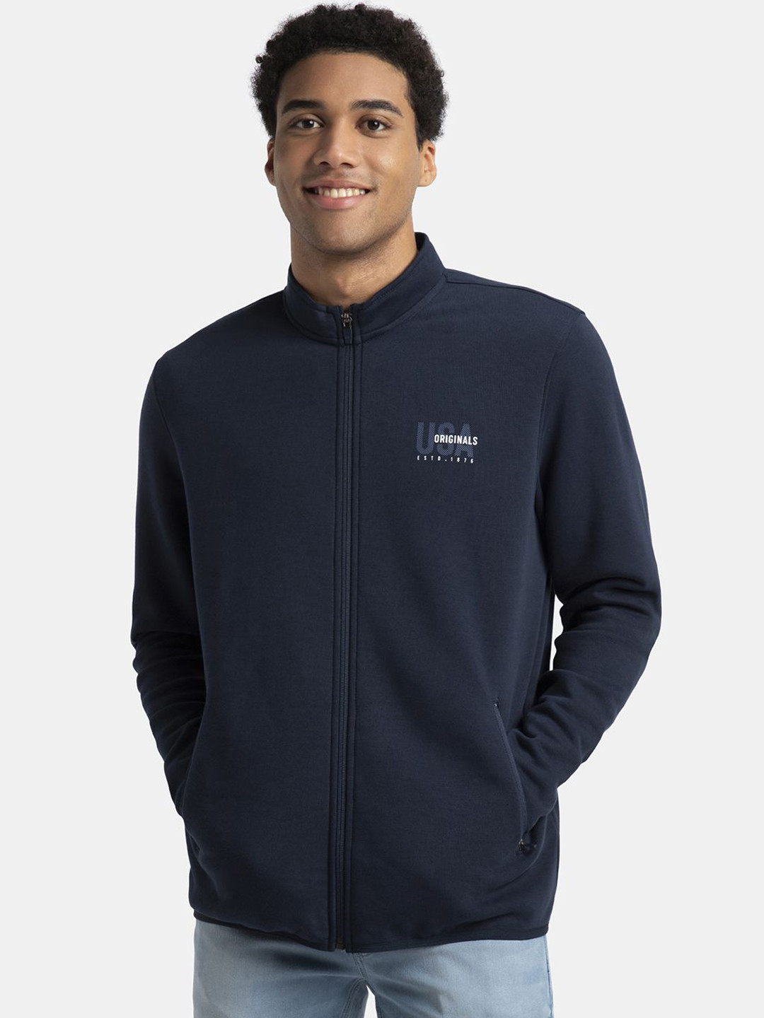 Buy Jockey Super Combed Cotton Rich Fleece Jacket With StayWarm ...