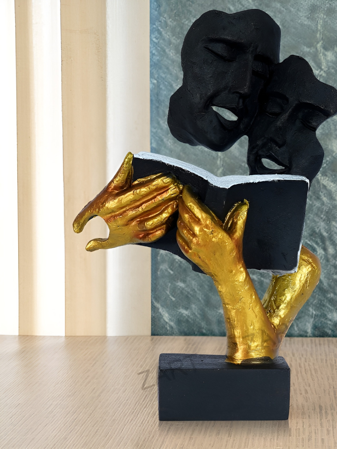 Buy Zart Black Couple Book Reading Modern Art Showpiece - Showpieces ...