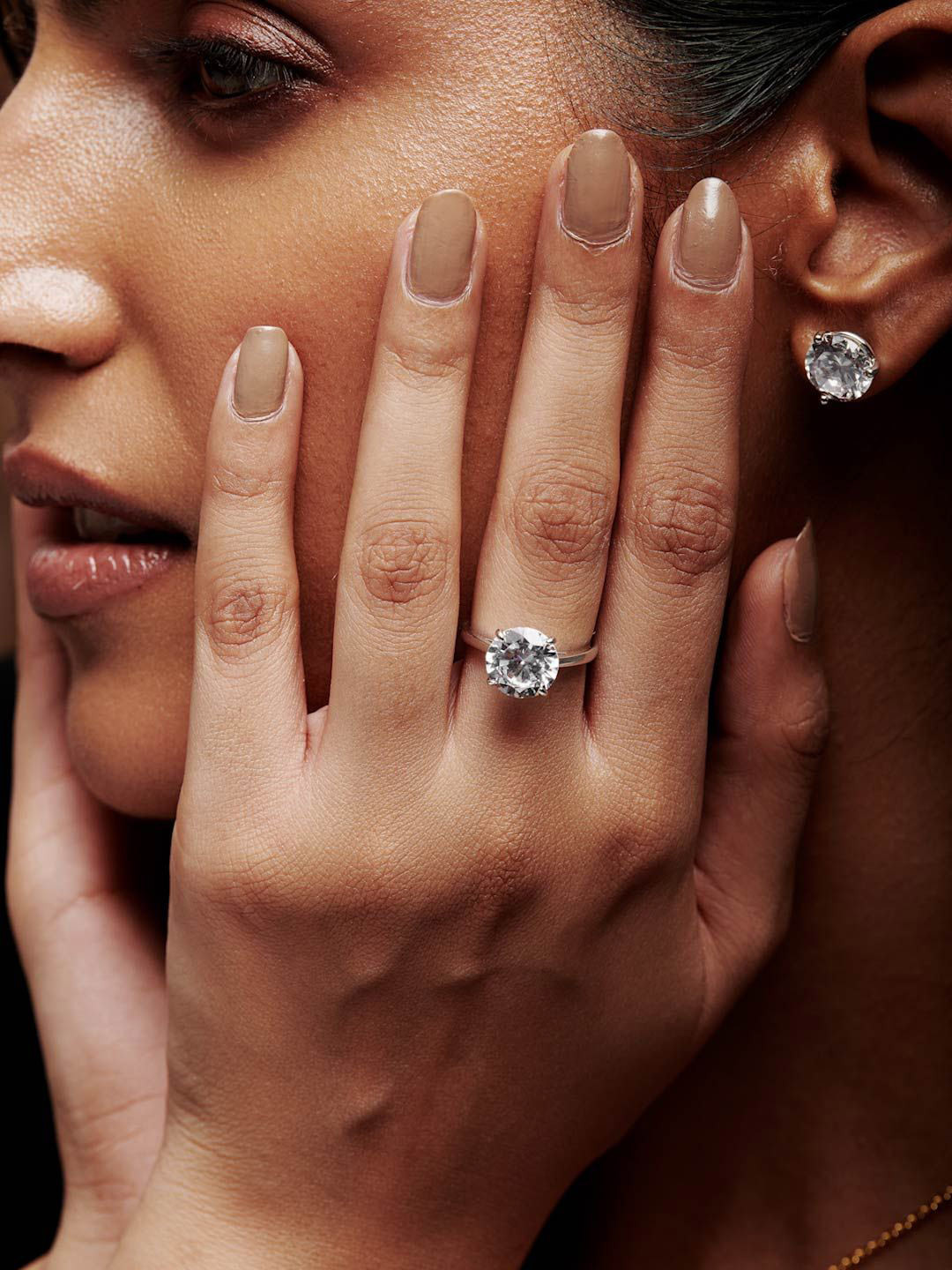 Buy MISS JO 925 Sterling Silver Rhodium Plated Round Shaped Solitaire ...