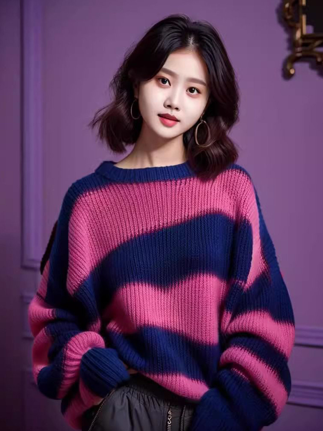 Buy StyleCast Women Striped Round Neck Pullover Sweater - Sweaters for ...