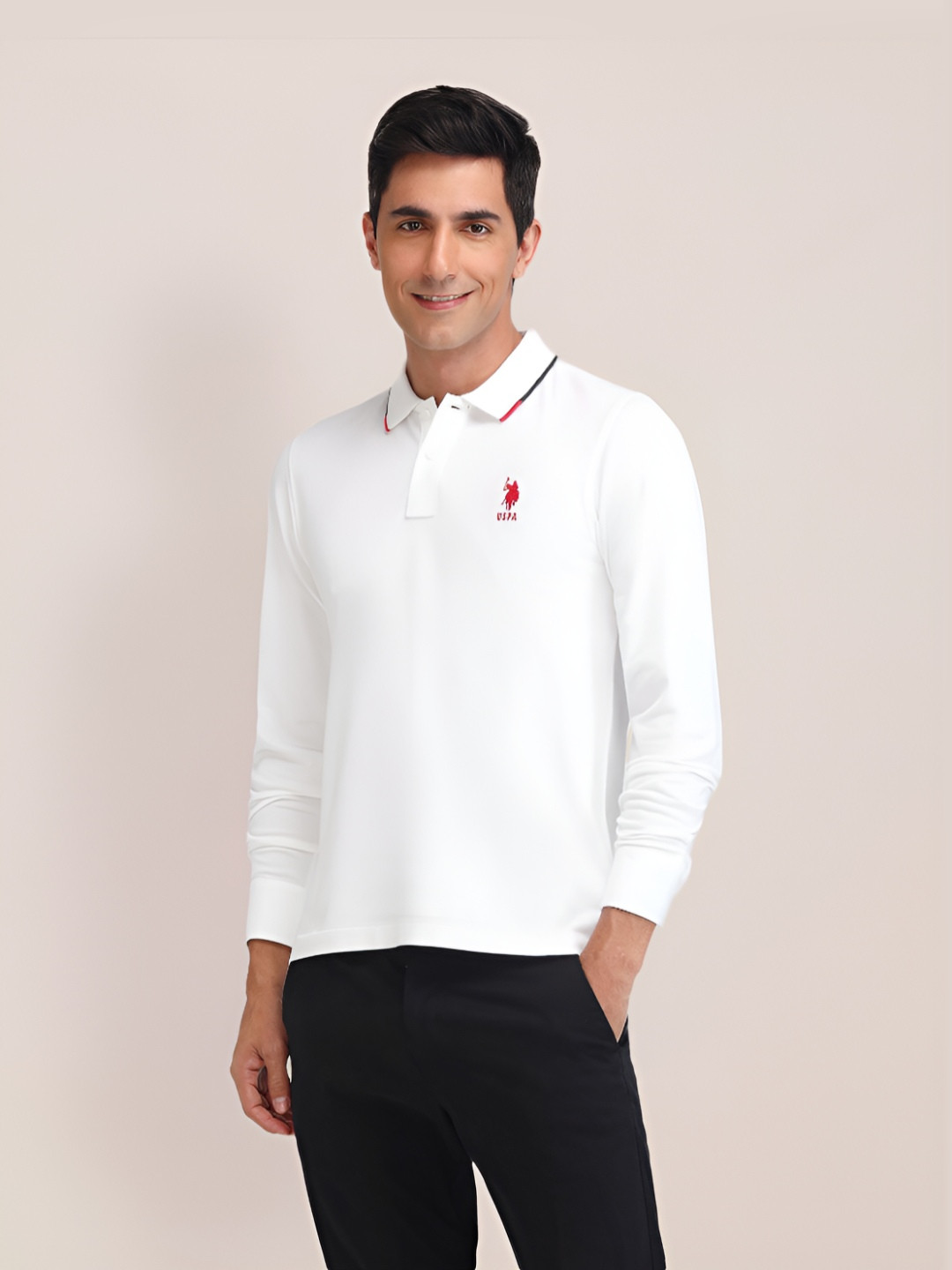 Buy U.S. Polo Assn. Men Solid Polo Collar Cotton Slim Fit T Shirt ...