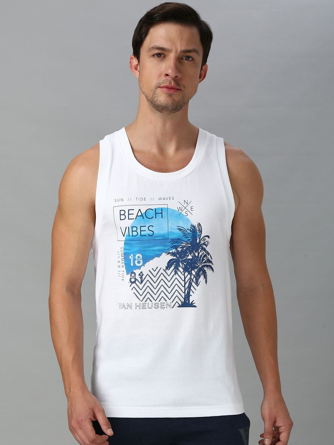 Buy Van Heusen Innerwear Sport Men Printed Cotton Gym Innerwear Vest ...
