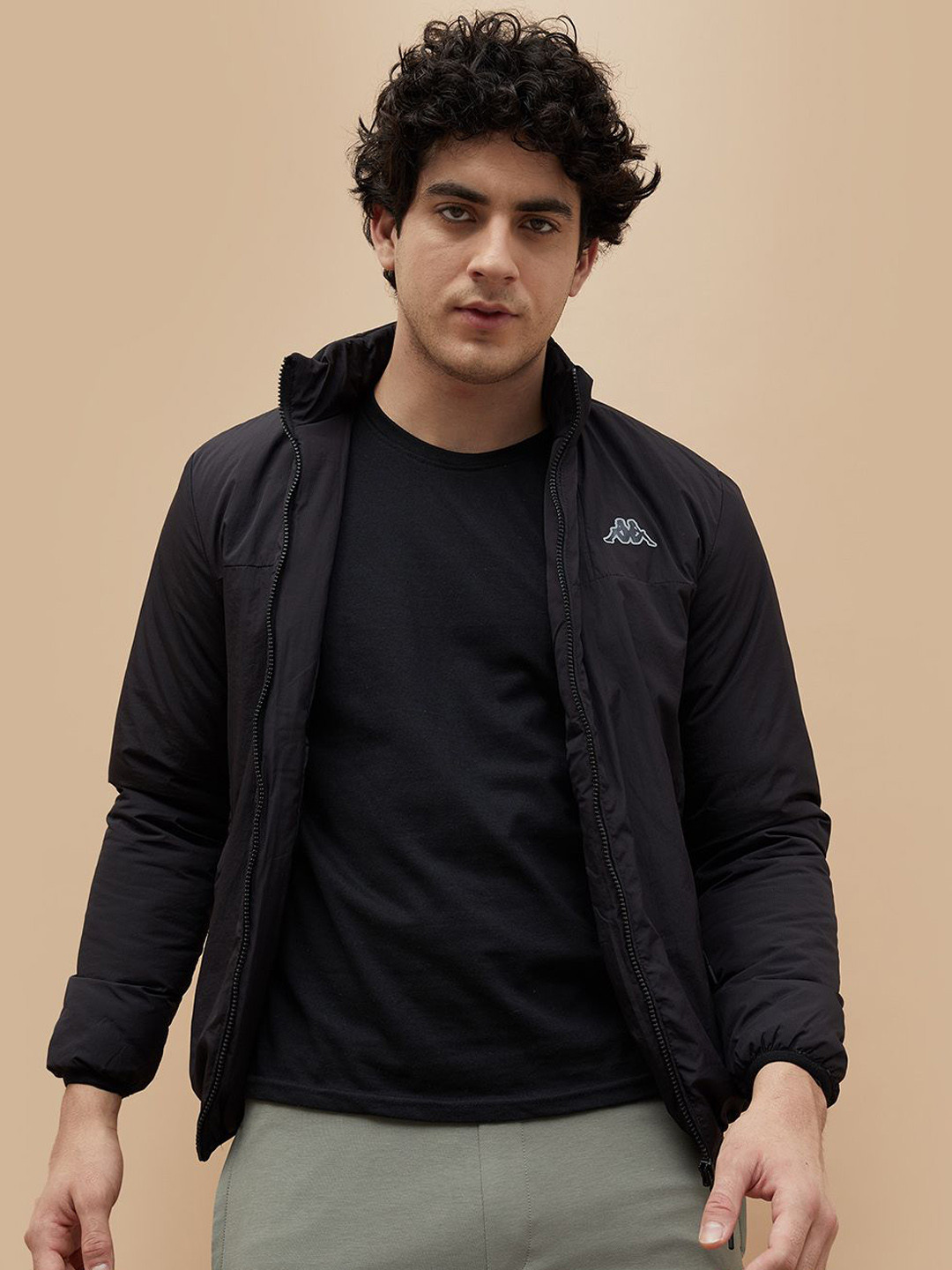 Buy Kappa Men Mock Collar Solid Casual Padded Jacket - Jackets for Men ...